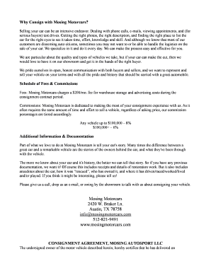 Fillable Online Mosing Motorcars Consignment Form Fax Email Print ...