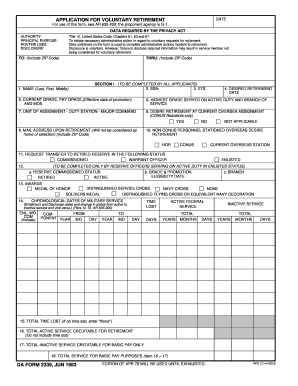 Fillable Online apd army application for voluntary retirement - APD Fax ...