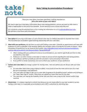 Fillable Online disabilitycenter missouri Note Taking Accommodation ...