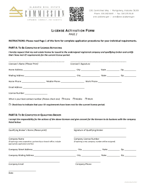 Fillable Online arec alabama License Activation Form - Alabama ...