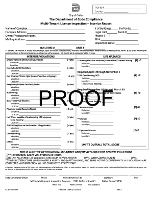 Fillable Online Multi-Tenant License Inspection - 4eval.com Fax Email ...
