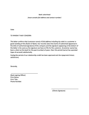 Fillable Online Bank Reference Letter Draft Fax Email Print - pdfFiller