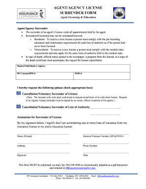 Fillable Online wvinsurance Surrender form 5-2016 - wvinsurance Fax ...