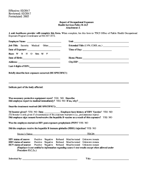 Fillable Online tdcj state tx Report of Occupational Exposure - tdcj ...