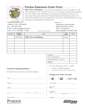 Fillable Online ydae purdue Purdue Extension Order Form - ydae purdue ...