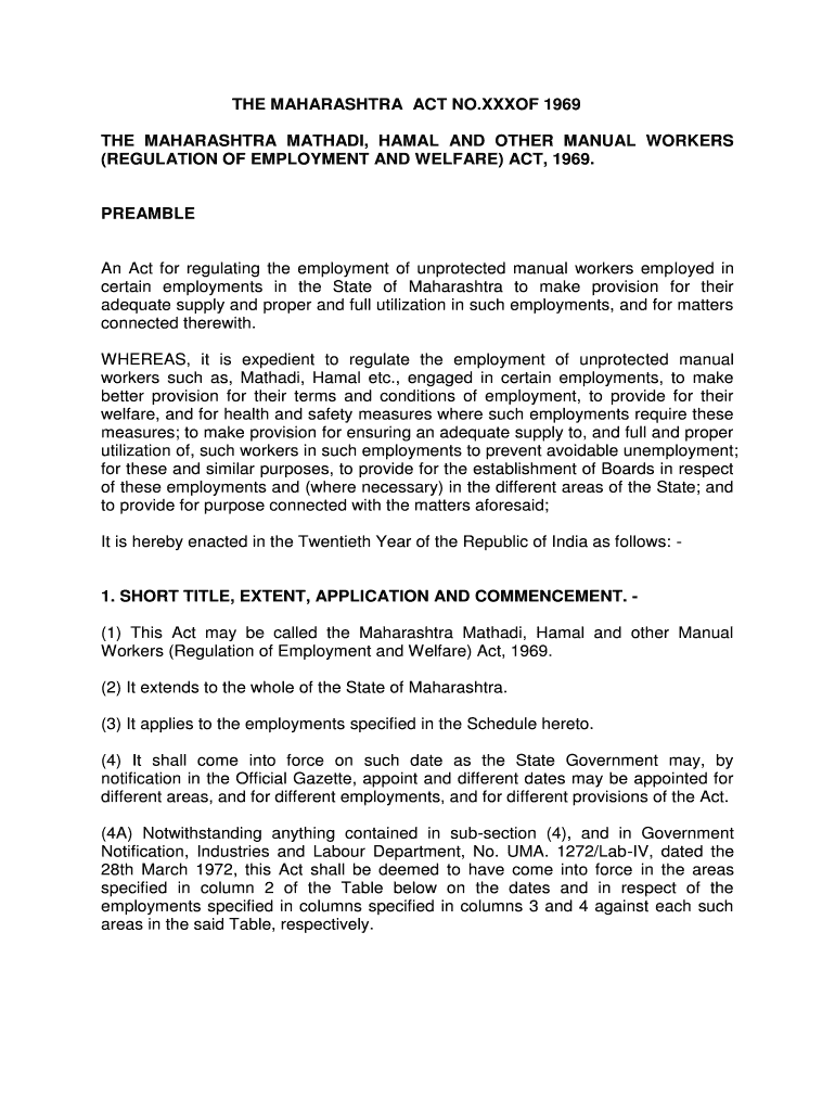 Fillable Online THE MAHARASHTRA ACT NO Fax Email Print - pdfFiller