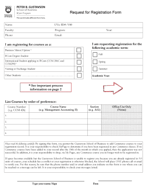 Fillable Online uvic Request for Registration Form - uvic Fax Email ...