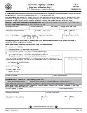 Fillable Online USCIS Form I-9. U.S. Citizenship and Immigration ...