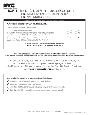 Fillable Online SCRIE Senior Citizen Rent Increase Exemption Fax Email ...