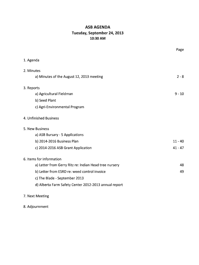 Fillable Online asb agenda - Document Center Fax Email Print - pdfFiller