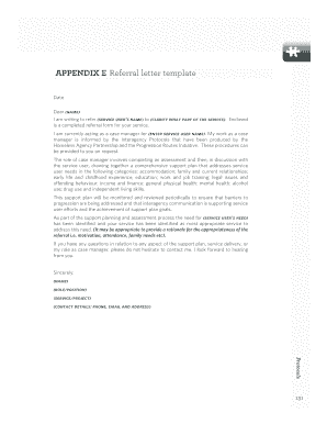 Fillable Online Appendix e Referral letter template Fax Email Print ...