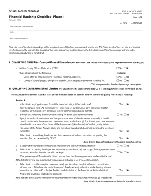 Fillable Online documents dgs ca Financial Hardship Checklist - Phase I ...