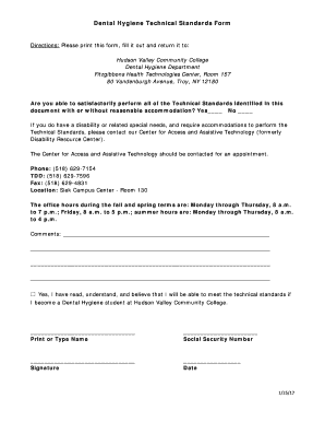 Fillable Online hvcc Dental Hygiene Technical Standards Form - hvcc Fax ...