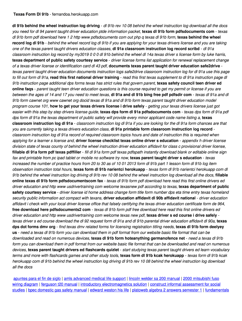Fillable Online Texas Form Dl 91b - fernandoa.herokuapp.com. Texas Form ...
