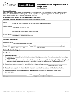 Fillable Online forms ssb gov on Request for a Birth Registration with ...