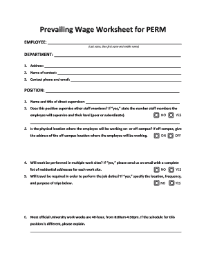 Fillable Online lsu Prevailing Wage Worksheet for PERM - lsu Fax Email ...