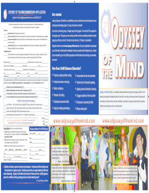 Fillable Online ODYSSEY OF THE MIND MEMBERSHIP APPLICATION Fax Email Print - pdfFiller