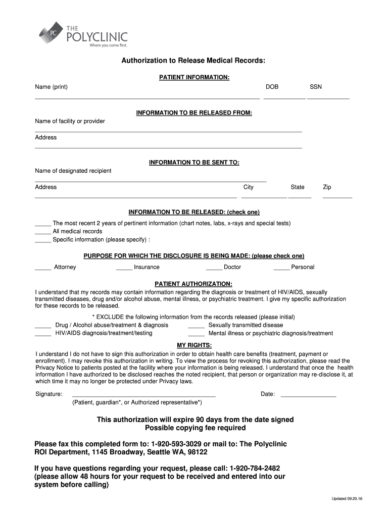 Fillable Online PATIENT INFORMATION: INFORMATION TO BE RELEASED FROM ...