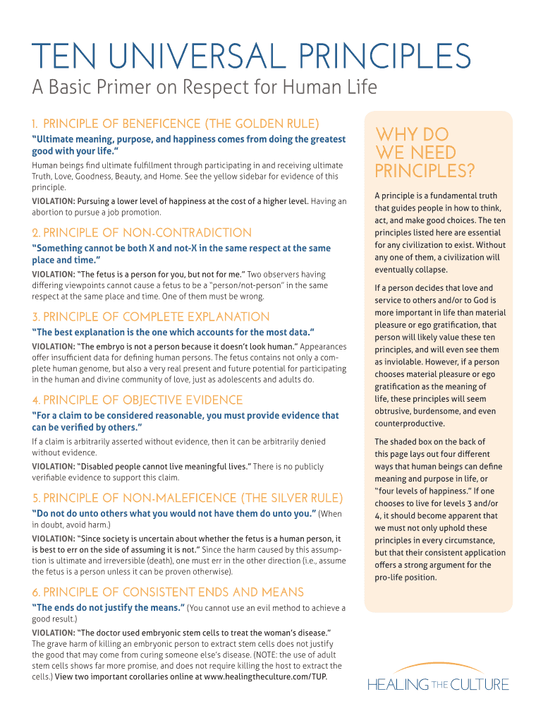 Fillable Online TEN UNIVERSAL PRINCIPLES Fax Email Print - pdfFiller