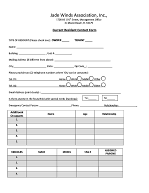 Fillable Online Resident Contact Form Fax Email Print - pdfFiller