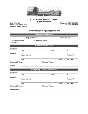 Fillable Online LOYOLA ON THE POTOMAC Fax Email Print - pdfFiller