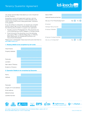 Fillable Online Tenancy Guarantor Agreement Fax Email Print - pdfFiller