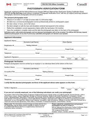 Fillable Online nrcan gc 8.2.1-011 - Photograph Verification Form ...