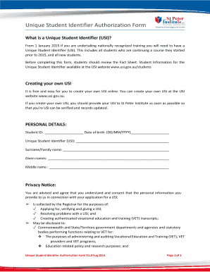Fillable Online spi vic edu Unique Student Identifier Authorization Form - spi vic edu Fax Email ...