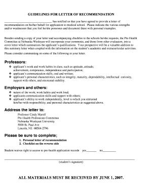 Fillable Online nebrwesleyan MED Recomm Forms Fax Email Print - pdfFiller