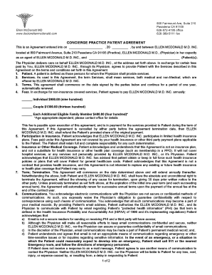 Fillable Online CONCIERGE PRACTICE PATIENT AGREEMENT Fax Email Print ...