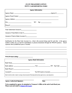 Fillable Online Petty Cash Reporting Form - website Fax Email Print ...