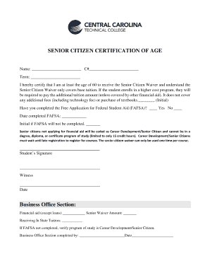 Fillable Online cctech SENIOR CITIZEN CERTIFICATION OF AGE Fax Email ...