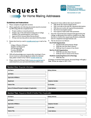 Fillable Online cno Request for Home Mailing Addresses Fax Email Print ...