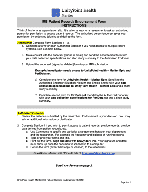 Fillable Online IRB Patient Records Endorsement Form Fax Email Print ...