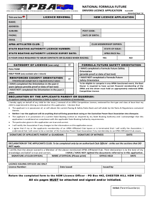 Fillable Online nswapba net APBA Competition License Applicati Fax ...