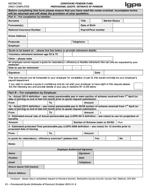 Fillable Online E1 - Provisional Quote (Estimate of Pension) v1.2 Fax ...