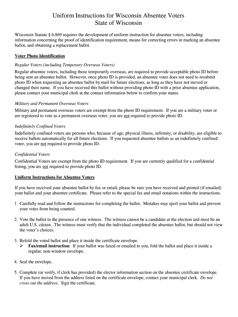 Fillable Online fortatkinsonwi Uniform Instructions for Wisconsin ...