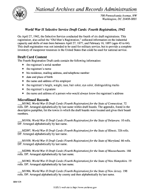 Fillable Online World War II Selective Service Draft Cards: Fourth ...