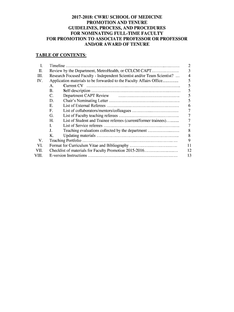 Fillable Online casemed case promo procedures - School of Medicine - Case Western Reserve ...