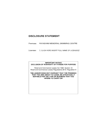 Fillable Online m npsp sa gov Form 1 - Disclosure statement under section 12 of Retail and ...
