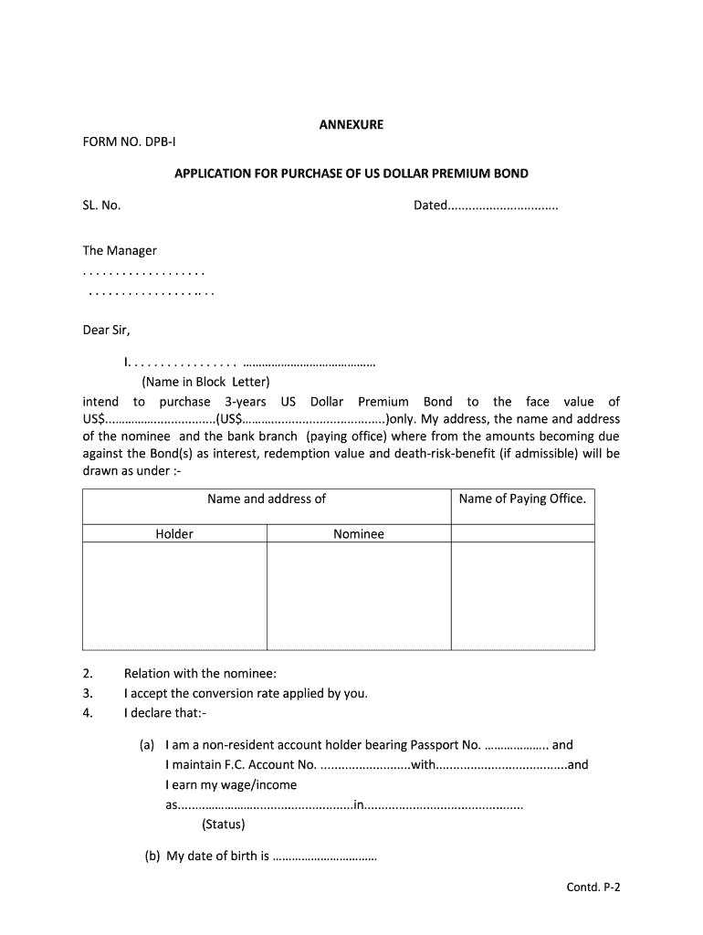 Fillable Online ANNEXURE FORM NO. DPB-I - sc.com Fax Email Print - pdfFiller