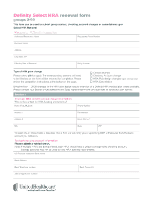 Fillable Online Definity Select HRA renewal form Fax Email Print ...