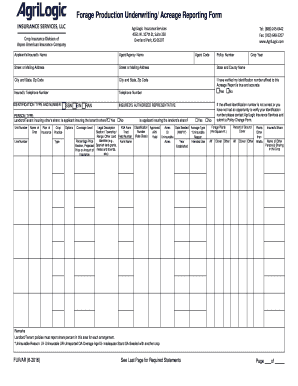 Fillable Online Forage Production Underwriting/ Acreage Reporting Form ...