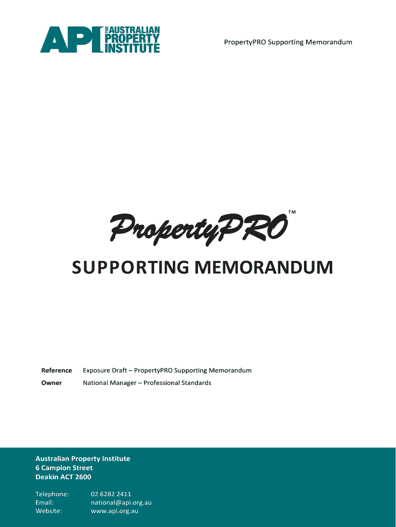 Fillable Online api org PropertyPRO Supporting Memorandum Fax Email Print - pdfFiller