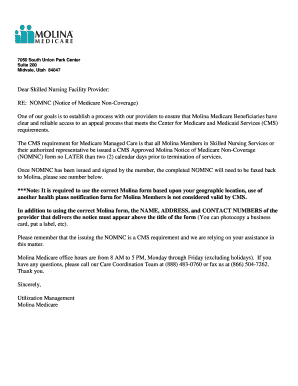 Fillable Online ***Note: It is required to use the correct Molina form ...