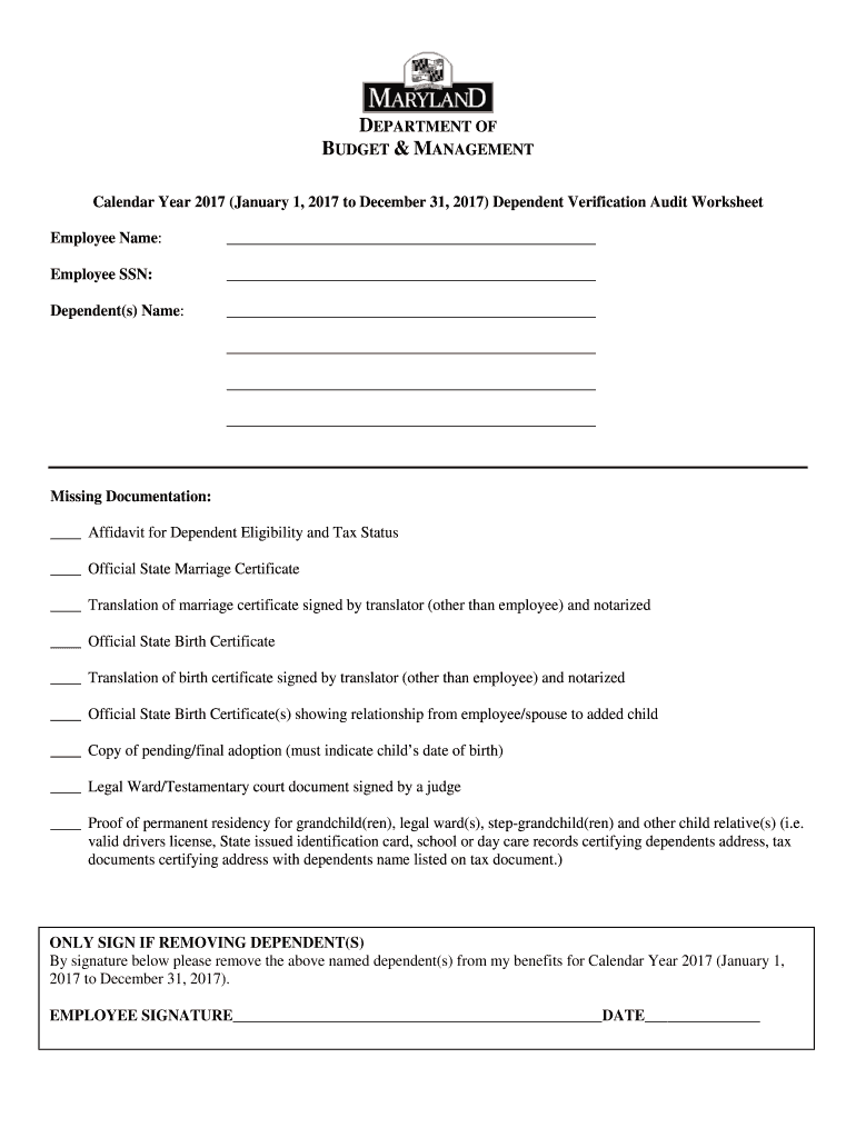 Fillable Online dbm maryland DEPARTMENT OF BUDGET MANAGEMENT - dbm ...