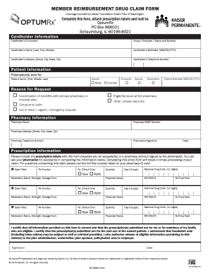 Fillable Online member3 ghc Medicare Reimbursement for Prescription ...