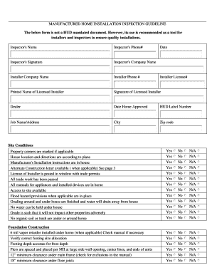 Fillable Online manufacturedhousing MANUFACTURED HOME INSTALLATION ...