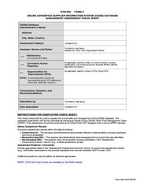 Fillable Online sae ONLINE AEROSPACE SUPPLIER INFORMATION SYSTEM (OASIS ...