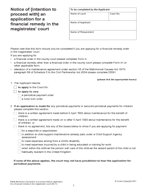 Fillable Online Form A2 Notice of intention to proceed with an ...